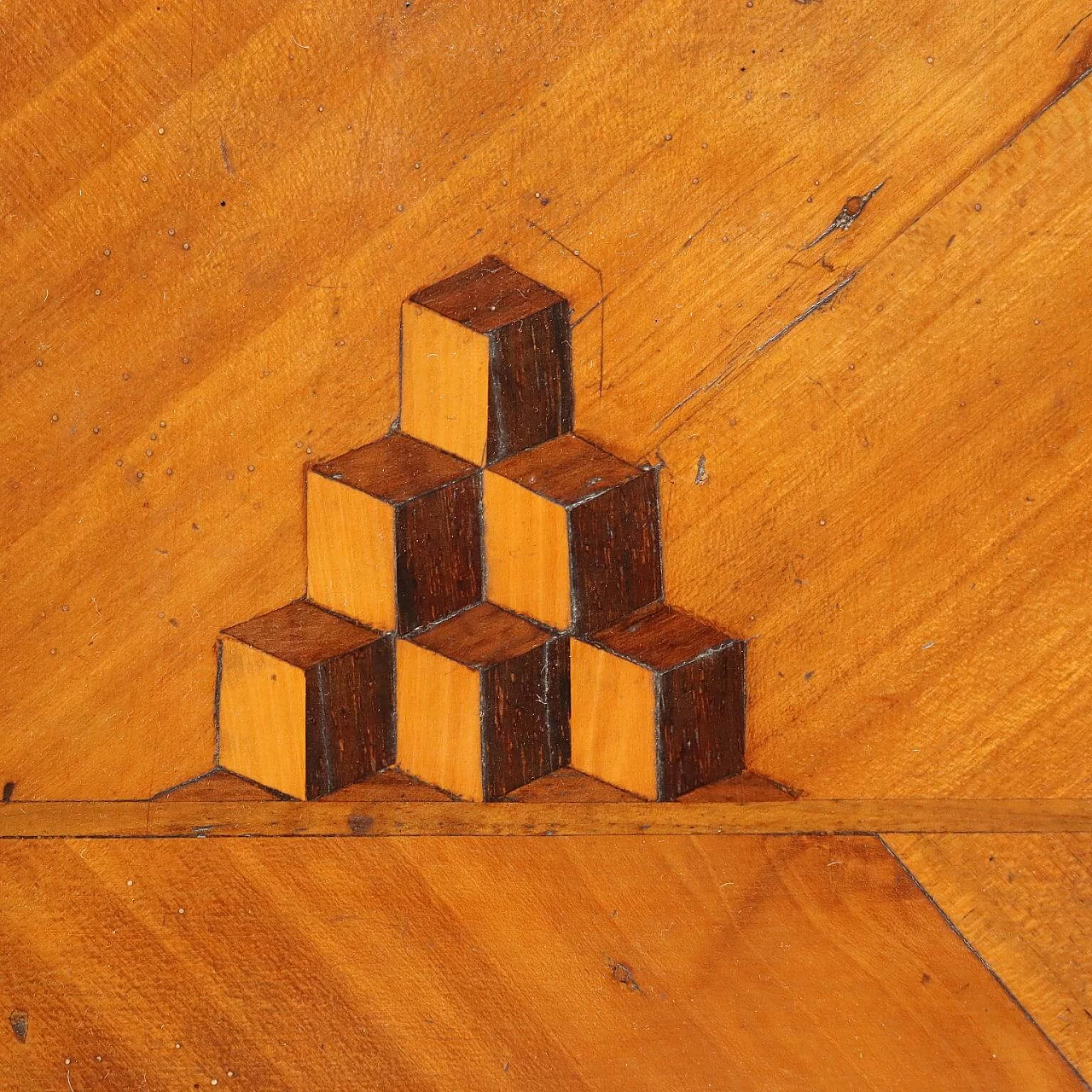 Neoclassical cherry wood panelled flap desk with inlays, late 18th ...