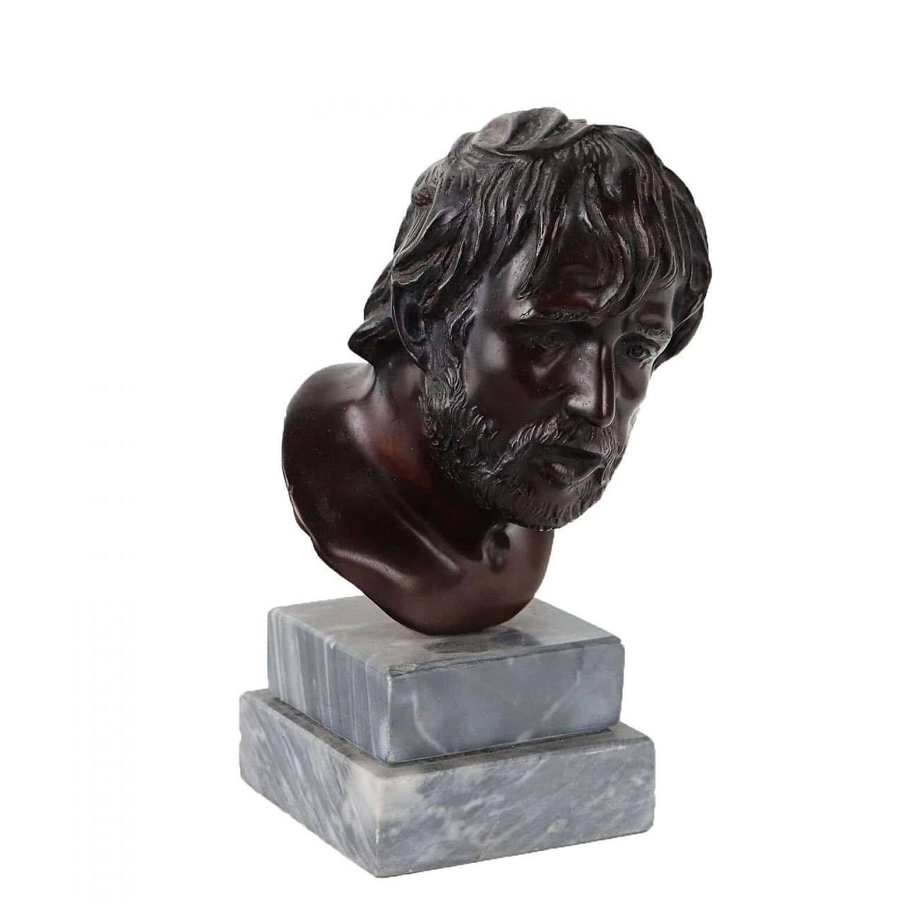 Bronze sculpture of Seneca's head on marble base | intOndo