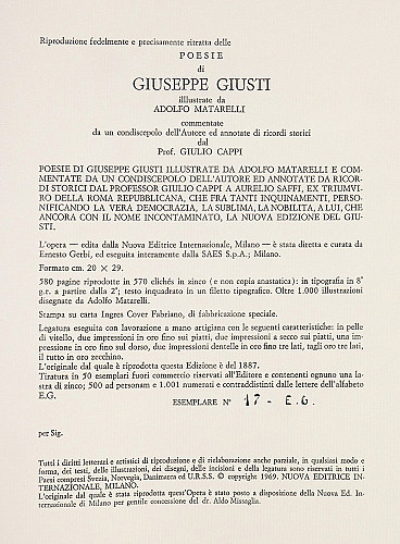 Book of poems by Giuseppe Giusti illustrated by A. Matarelli, 1969 ...