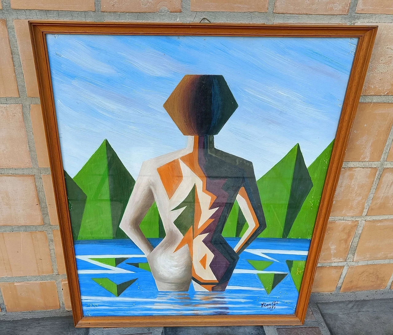 PierGi, surrealist composition, oil painting on sackcloth, 1971 | intOndo