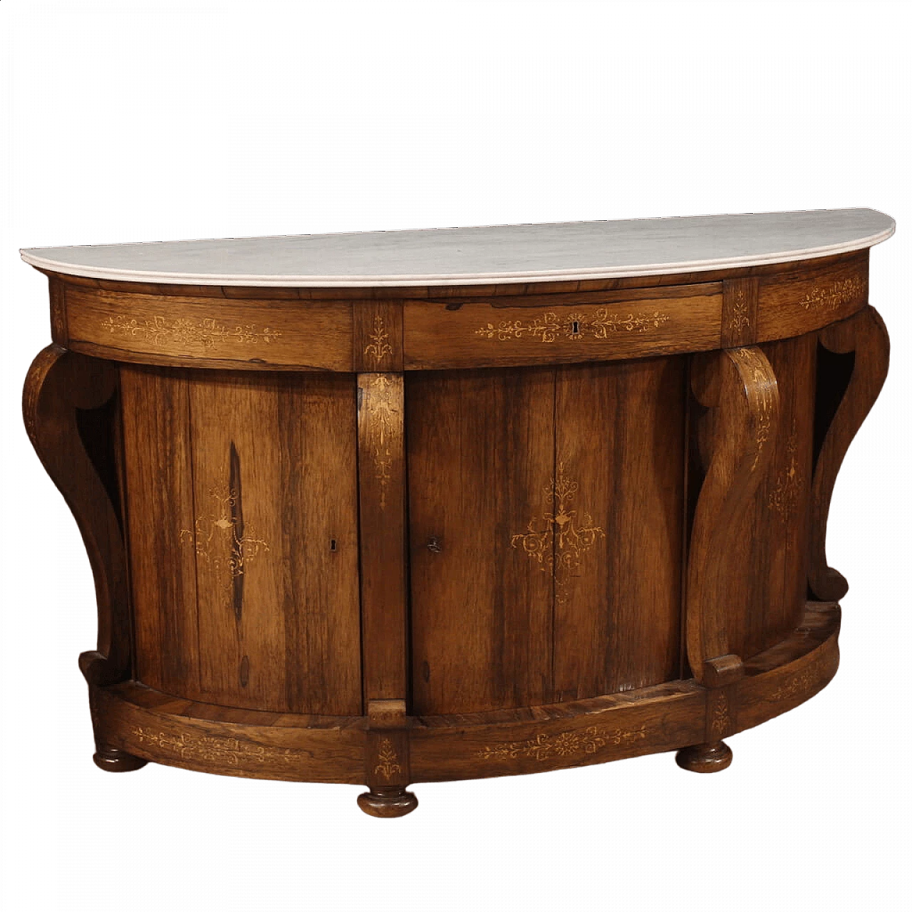 Charles X half-moon wooden sideboard with marble top, mid-19th century ...