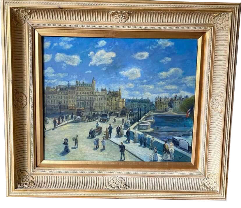 View of Paris, painting, reproduction of Le Pont-Neuf by Pierre-Auguste ...