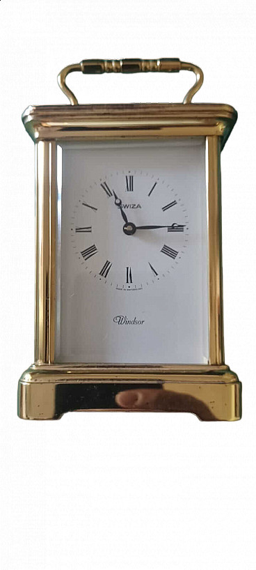 Gilded brass and glass Swiza Windsor carriage clock, 1970s | intOndo