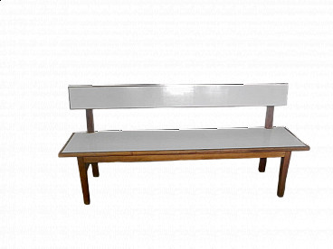 Cherry wood and white formica bench, 1950s | intOndo