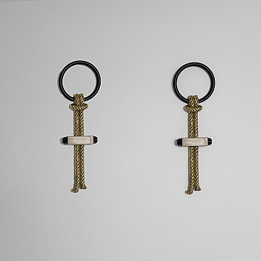 Pair of brass and fabric wall lights by Banci for Gucci, 1970s | intOndo