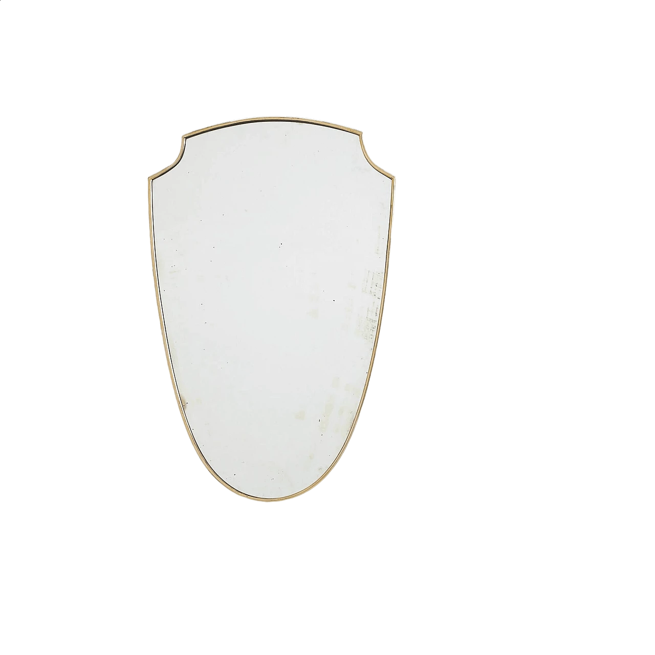 Shield wall mirror with brass frame, 1950s | intOndo
