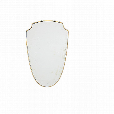 Shield wall mirror with brass frame, 1950s | intOndo