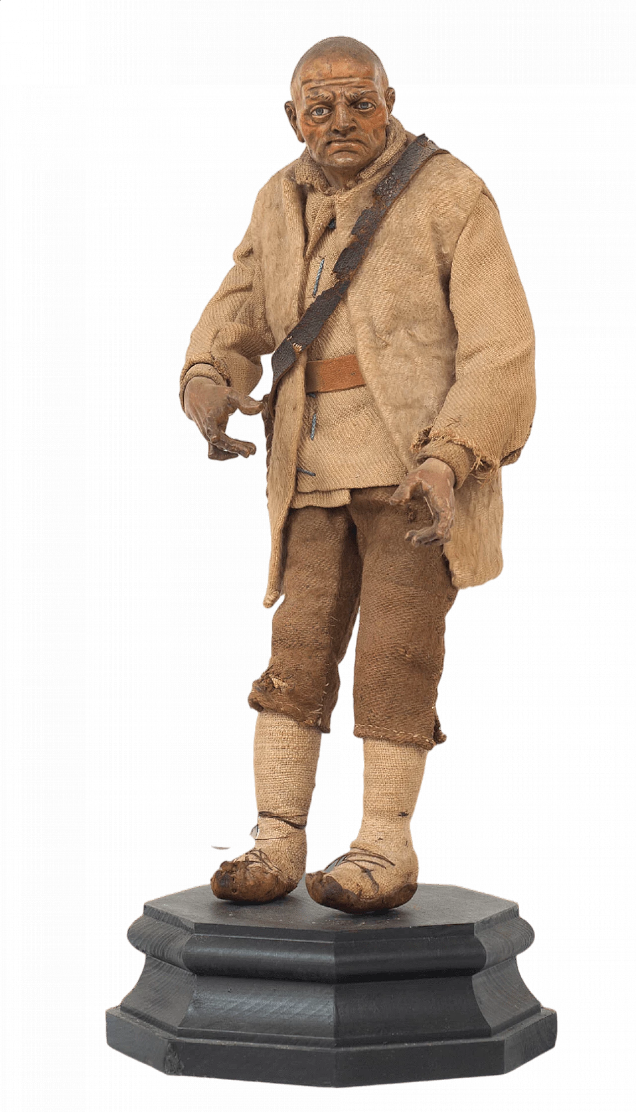 Neapolitan shepherd statue in wood, terracotta and crystal, late 18th ...