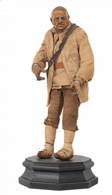 Neapolitan shepherd statue in wood, terracotta and crystal, late 18th ...