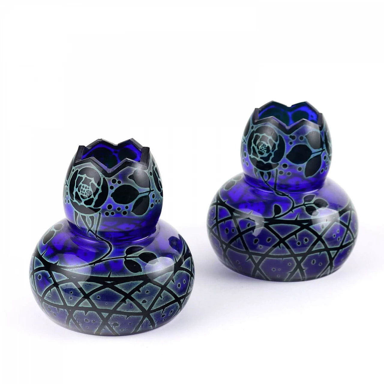 Pair of glass vases attributed to Beyermann & Co, early 20th century ...