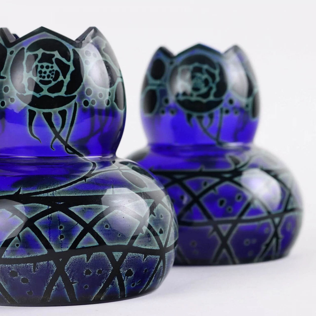 Pair of glass vases attributed to Beyermann & Co, early 20th century ...