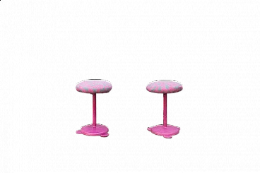 Pair of pink stools with metal structure, 1980s | intOndo