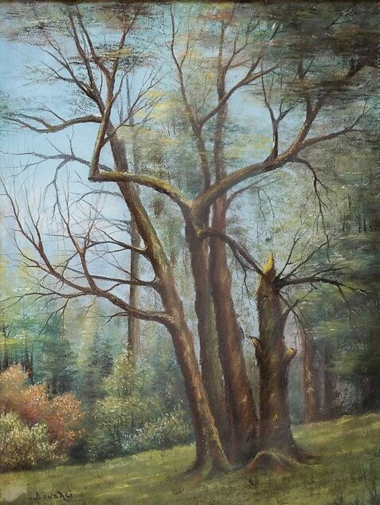 Autumn landscape, mixed media painting on paper, 1950s | intOndo