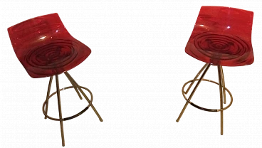 Pair of Ice red stools by Calligaris, 2000s | intOndo