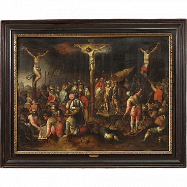 Crucifixion, Flemish oil painting on panel, first half of 17th century | intOndo