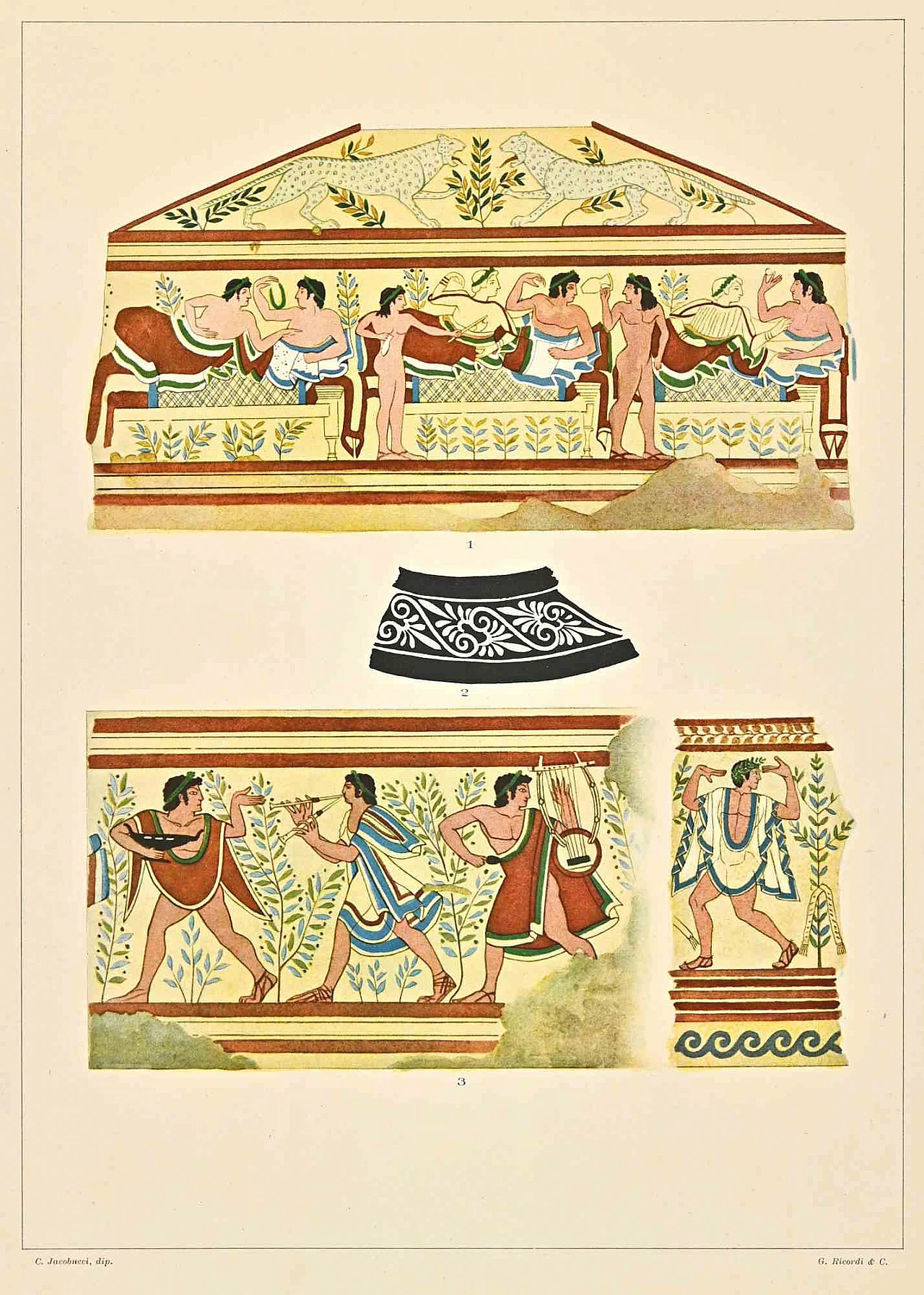 Carlo Jacobucci, Decorative Motifs - Etruscan Styles , Lithograph 19th ...