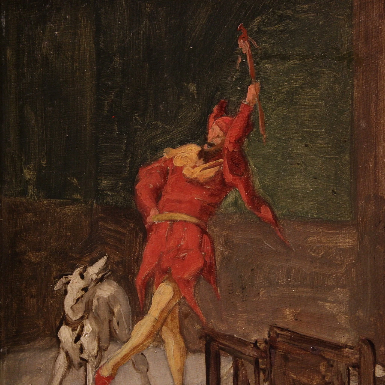 Attributed to Quadrone, Dancing jester, oil on canvas, 19th century ...