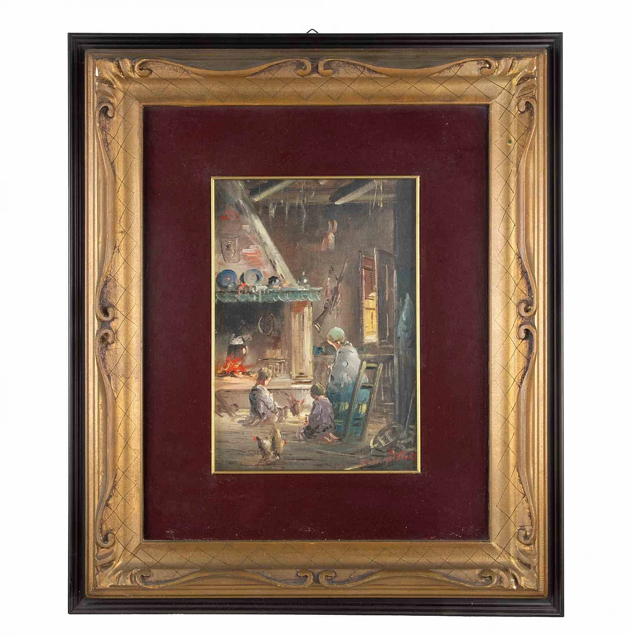 Mario Fattori, Inside the House, Oil on Canvas 1960s-1970s | intOndo