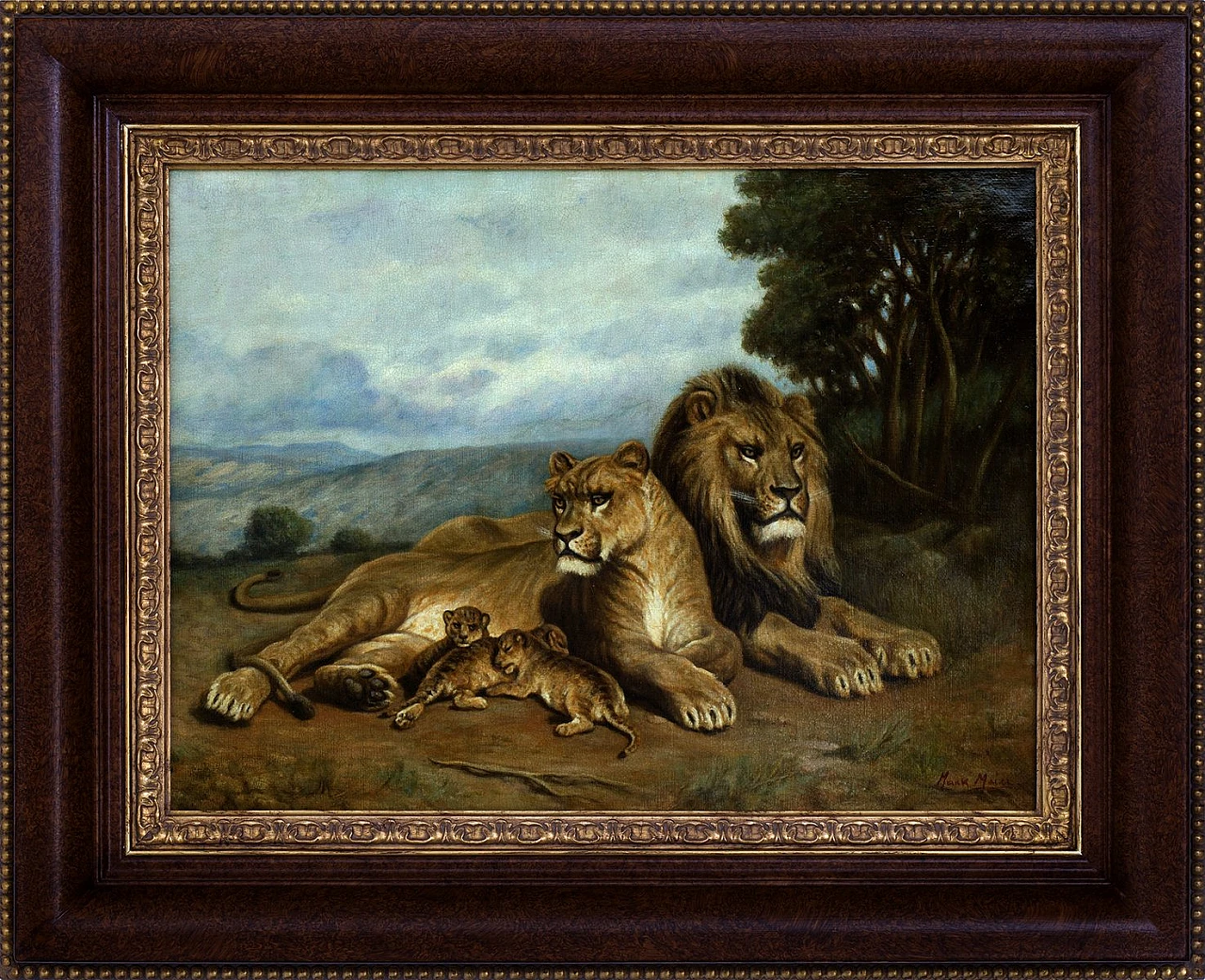 Mark Majer, Family of lions, oil on canvas, 1990s | intOndo
