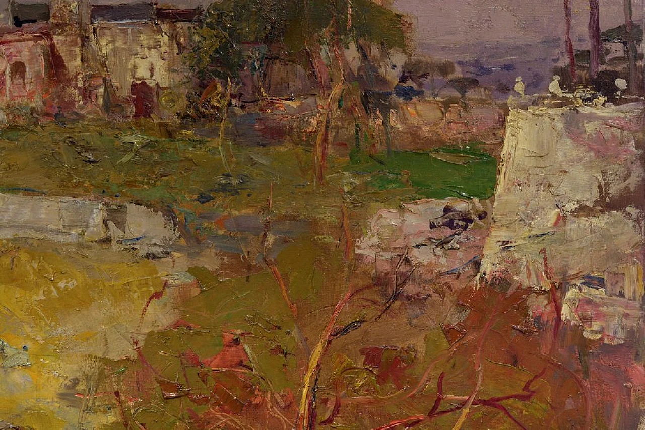 Landscape by Giacomo Moretti, framed oil painting, 1970s | intOndo