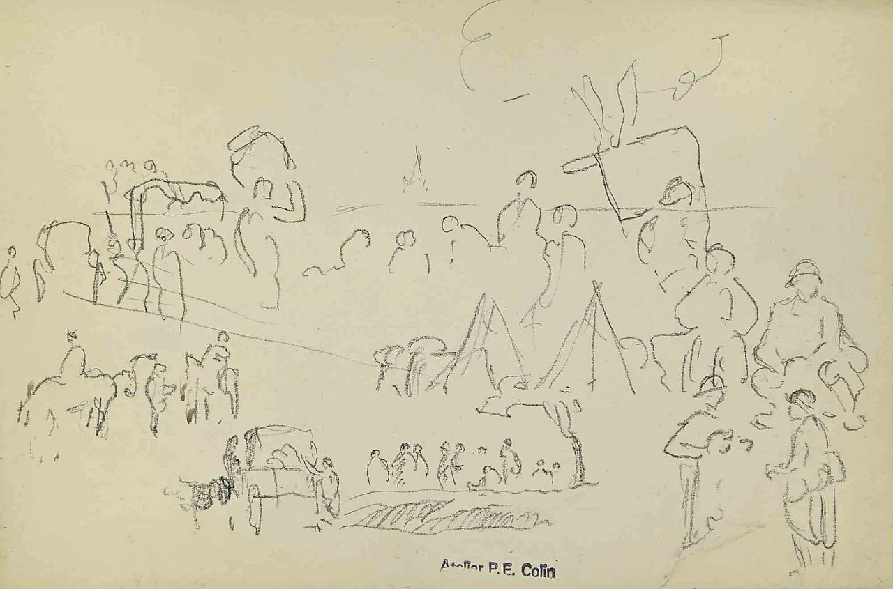 Paul Emile Colin, Soldiers Campsite, Drawing 2000s | intOndo