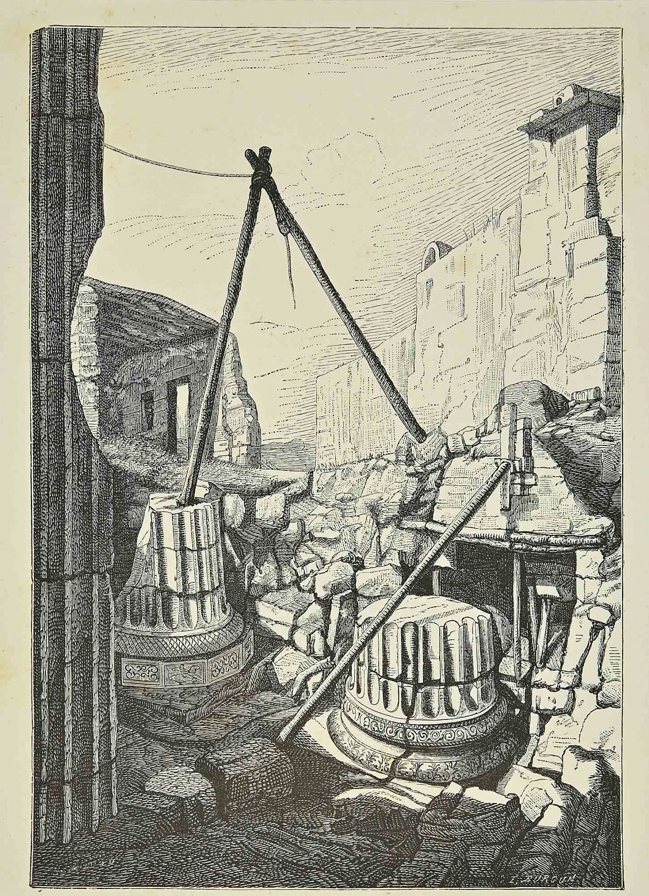 Various Authors, Uses and Customs - Ancient Ruins, Lithograph 19th ...