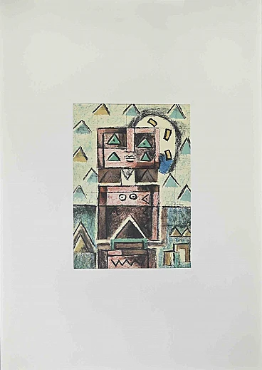Ibrahim Kodra, Four Eyed Man, Lithograph 1960s-1970s | intOndo