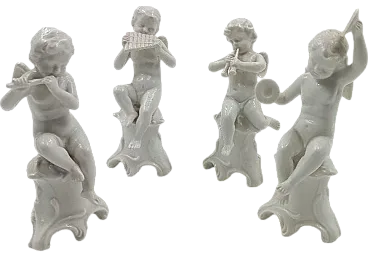 4 Putti Musicians, Ginori N Coronate porcelain figurines, 19th century ...