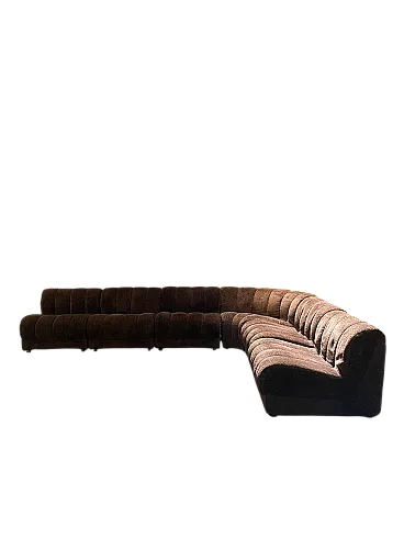 Modular angular sofa in brown velvet, 70s | intOndo