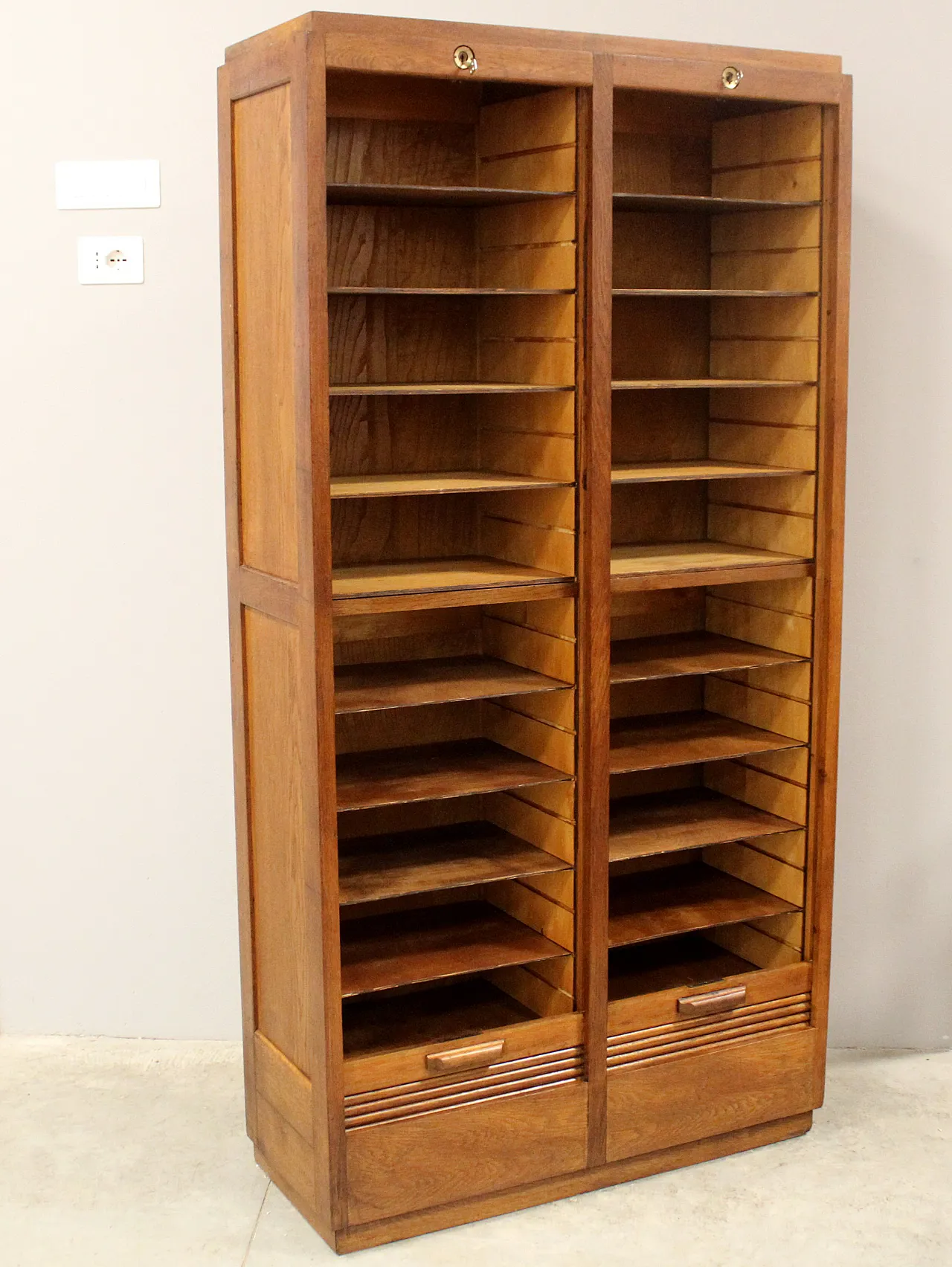Filing cabinet with oak archive filing shutter, early 20th century ...