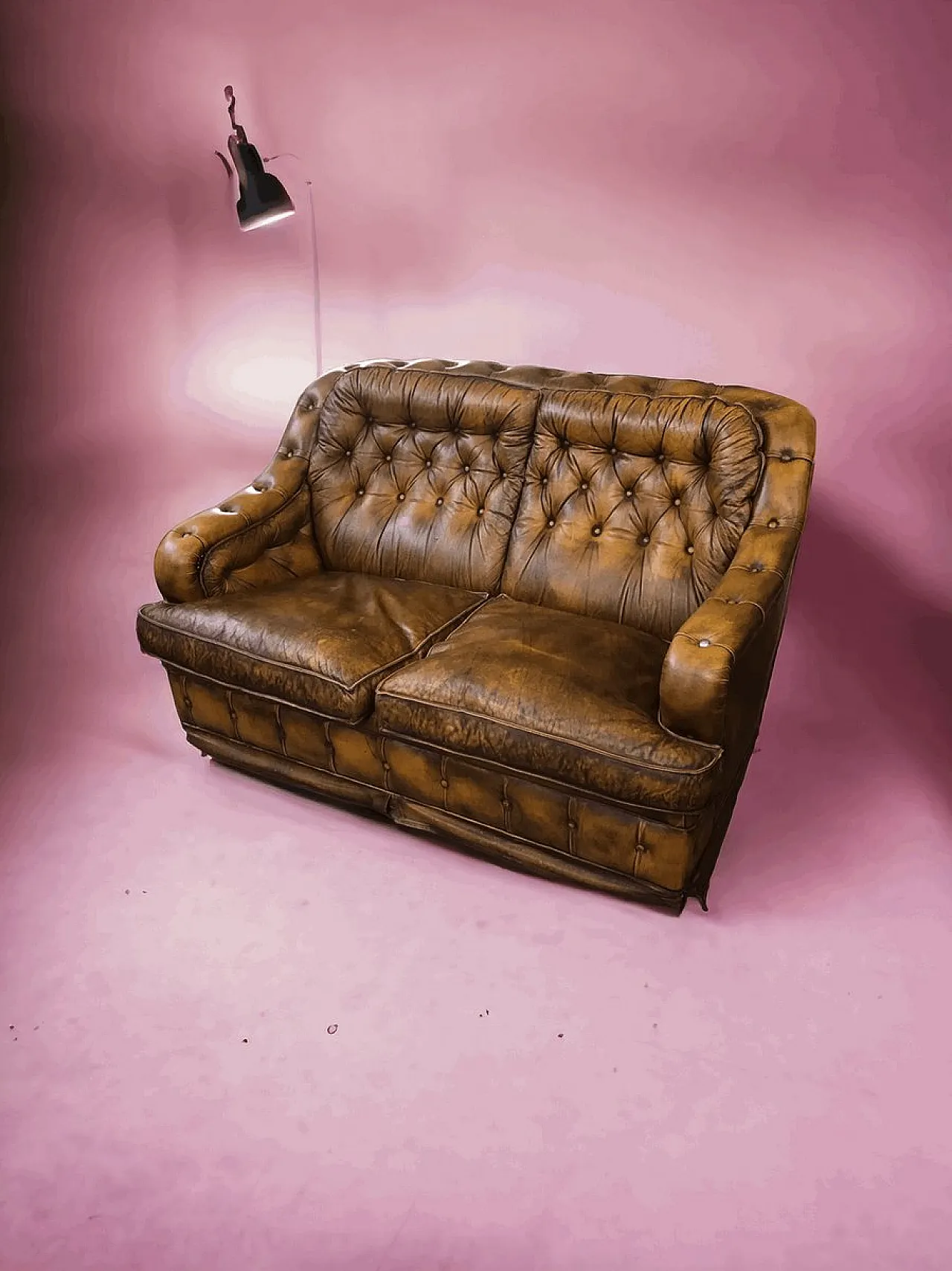 Chesterfield Sofa Bed and Armchair in leather, 1970s | intOndo