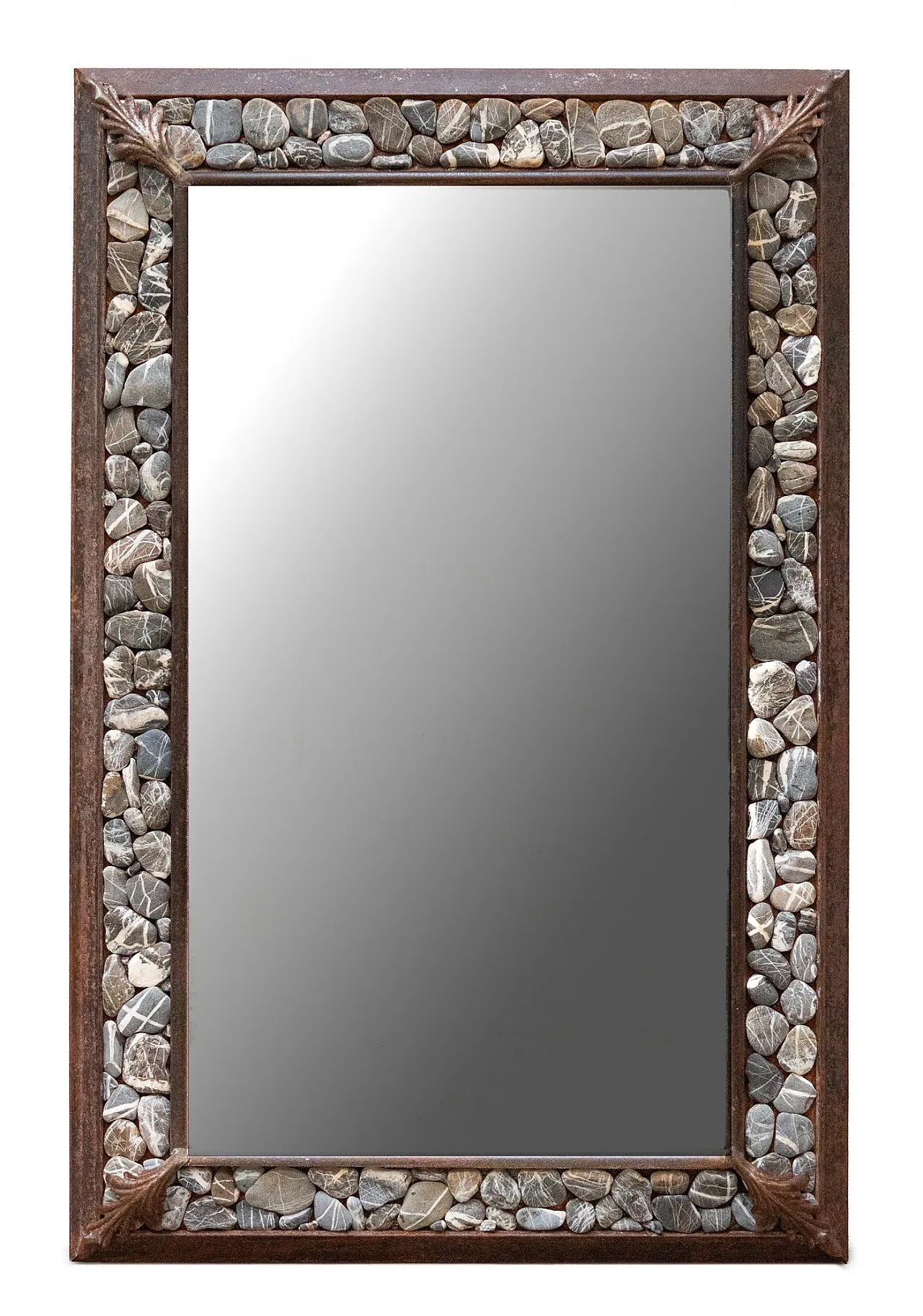 Handcrafted mirror in iron and stones, 20th century | intOndo