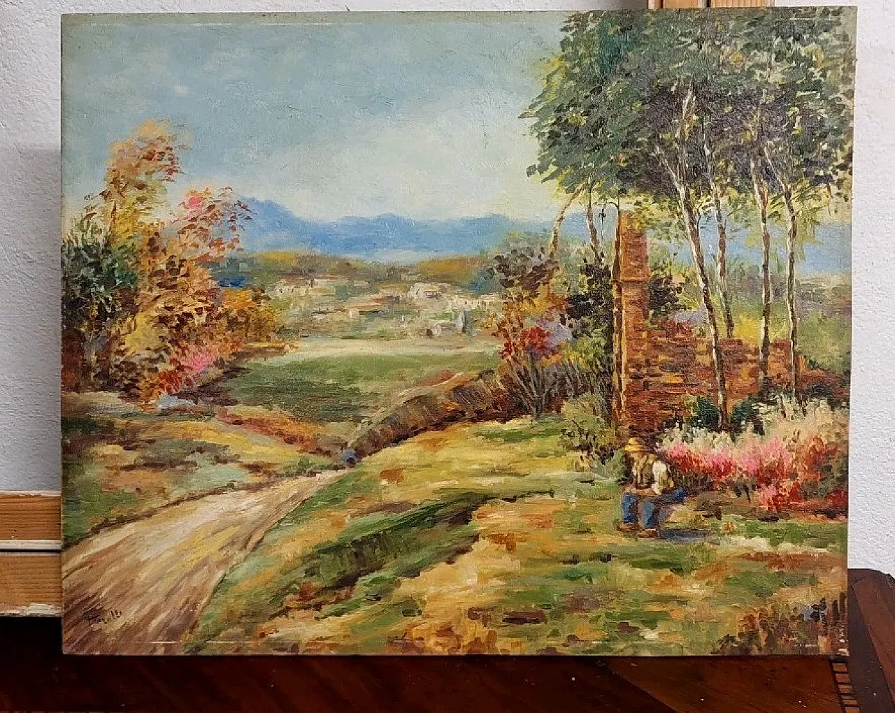 Rural landscape, oil painting on panel, early 20th century | intOndo