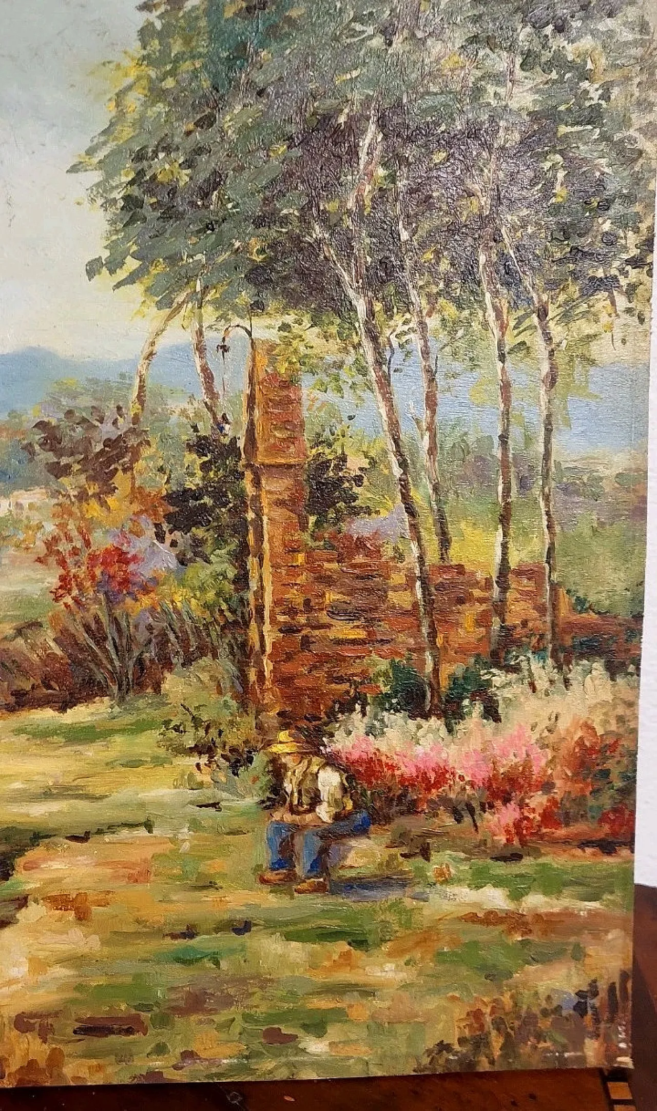 Rural landscape, oil painting on panel, early 20th century | intOndo